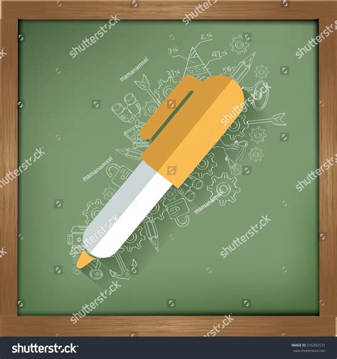 Pen Design On Blackboard Backgroundclean Vector Stock Vector Royalty