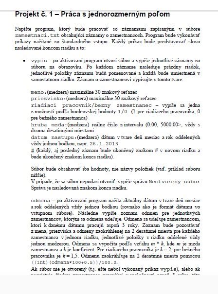 procedurálne programovanie jednorozmerné polia počítačové zadanie