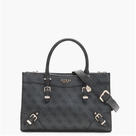 Guess Didi Society Coal Logo Satchel Bag In Black Lyst
