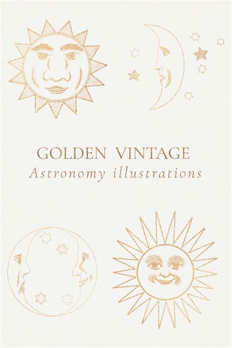 Vintage Gold Astronomy Illustration Set Premium Psd Rawpixel