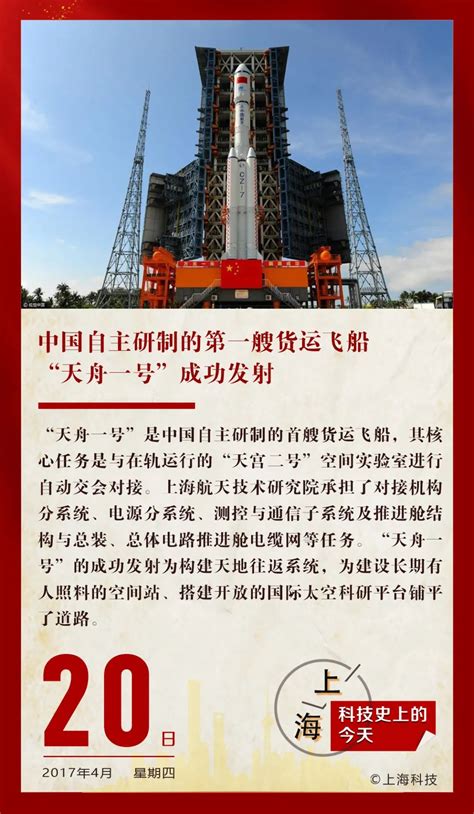4年前的今天，我国自主研制的第一艘货运飞船“天舟一号”成功发射 回眸上海科技澎湃号·政务澎湃新闻 The Paper