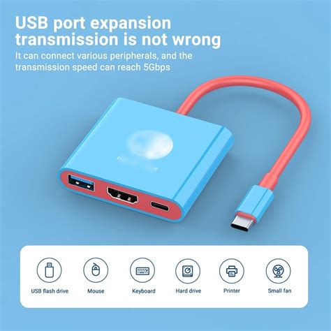 3in1 Hub Switch Docking Station พร้อม Hdmi Usb30 ความเร็วสูง Pd 100w