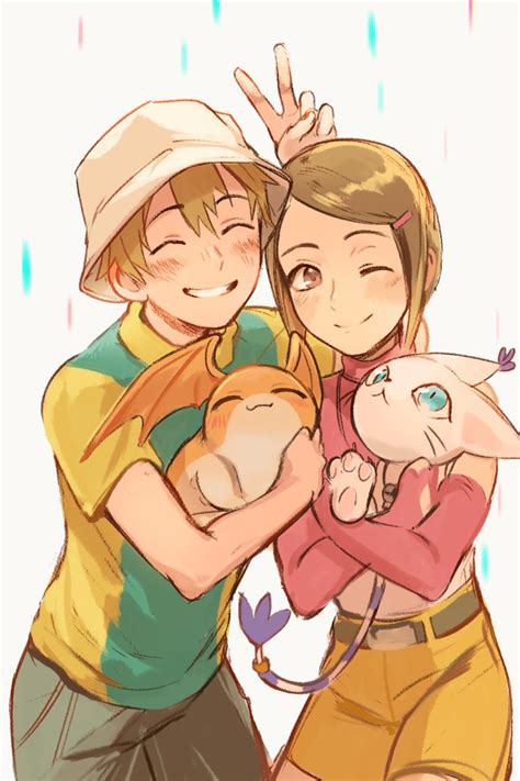 Yagami Hikari Tailmon Takaishi Takeru And Patamon Digimon And 2