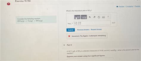 solved part a says if 275 6 ﻿ml of so2 ﻿is allowed to react