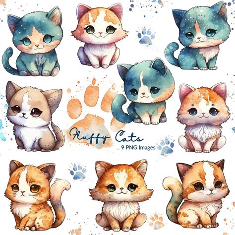 Watercolor Cats Clipartcat Clipart Cute Kittens Fluffy Cats