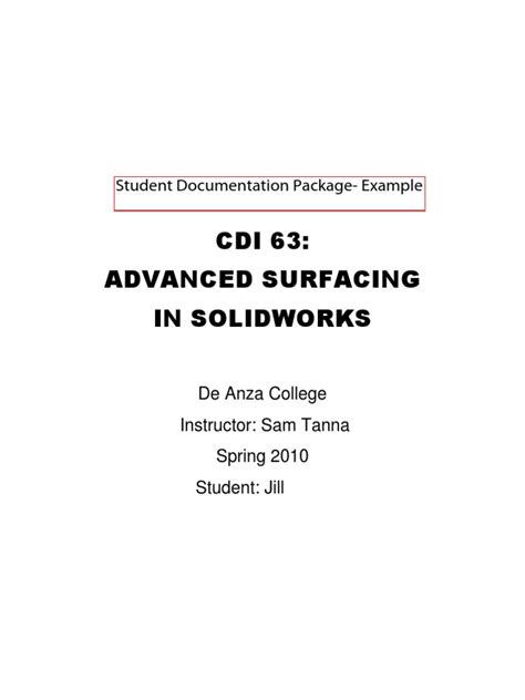 Cdi 63 Advanced Surfacing In Solidworks Documentation Package For Pdf Curvature Curve