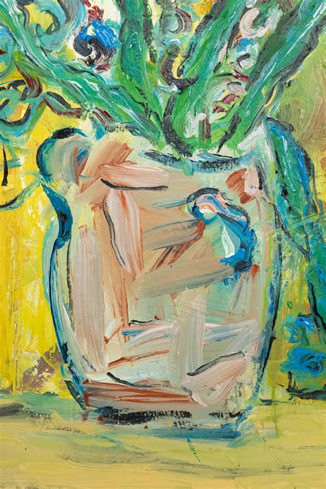 Abstracted Still Life Of Flowers With A Yellow Background For Sale At