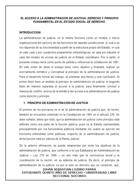 Ensayo Administracion De Justicia Pdf Justicia Crimen Y Violencia