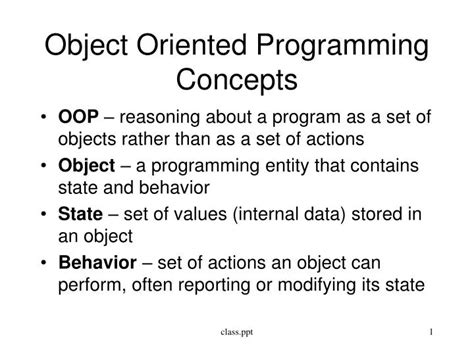Ppt Object Oriented Programming Concepts Powerpoint Presentation