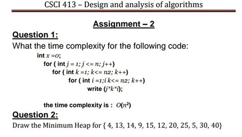 Solved Csci 413 Design And Analysis Of Algorithms