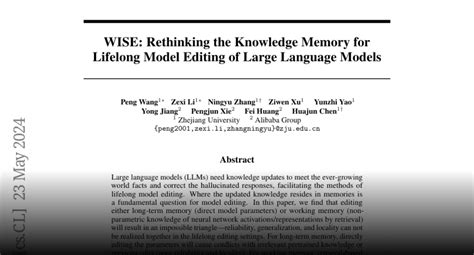 Paper Page Wise Rethinking The Knowledge Memory For Lifelong Model Editing Of Large Language
