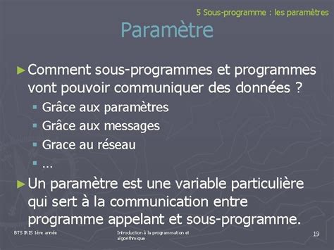 Initiation La Programmation Et Algorithmique Cours 4 Bts