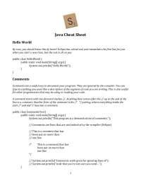 Java Code Cheat Sheet Docsity