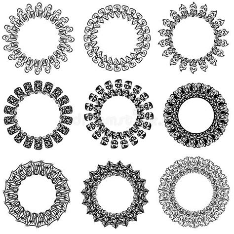 Set Decorative Circle Frames In Art Deco Style Stock Vector