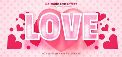 Efecto De Texto Editable De Amor Plantilla De Efecto De Texto 3d Vector Premium