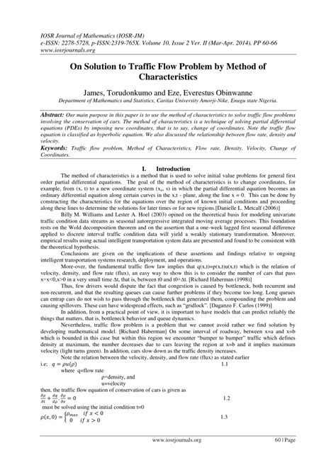 Pdf On Solution To Traffic Flow Problem By Method Of Characteristics
