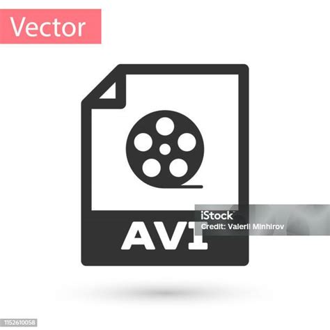 회색 Avi 파일 문서 아이콘입니다 흰색 배경에 고립 된 Avi 버튼 아이콘을 다운로드 합니다 Avi 파일 기호입니다 벡터 일러스트 0명에 대한 스톡 벡터 아트 및 기타