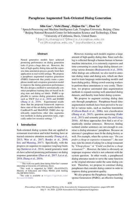 pdf paraphrase augmented task oriented dialog generation