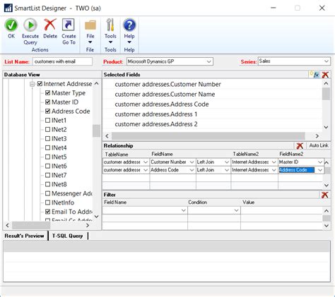 how to create a smartlist in dynamics gp that displays the correct
