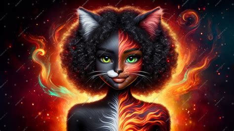 Half Girl Half Cat Muzzle Fire Ai Generated Image 2545980123 Shutterstock