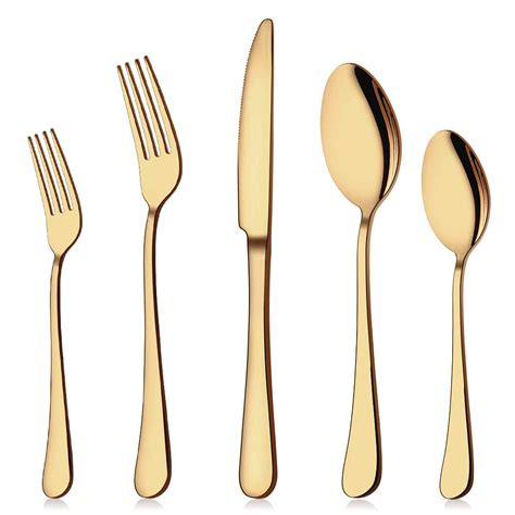 Aisoso Gold Silverware Set For 8 40 Piece Gold Flatware Set Stainless