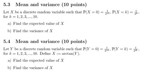 Mean And Variance Let X Be A Discrete Random Chegg