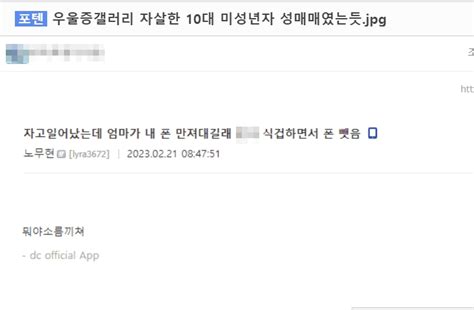 “임신까지 ” 우울증갤러리 투신 인스타 라방 여고생 생전 심각했던 남자 관계 포스트쉐어