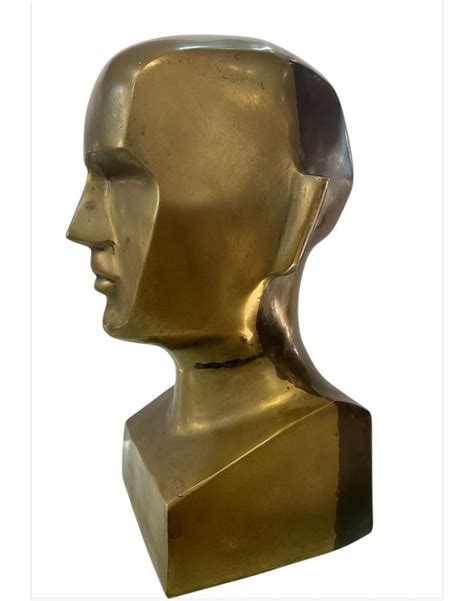 Solid Heavy Brass Bust Head Sculpture 1970