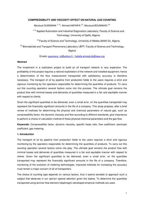Pdf Compressibility And Viscosity Effect On Natural Gas Counting