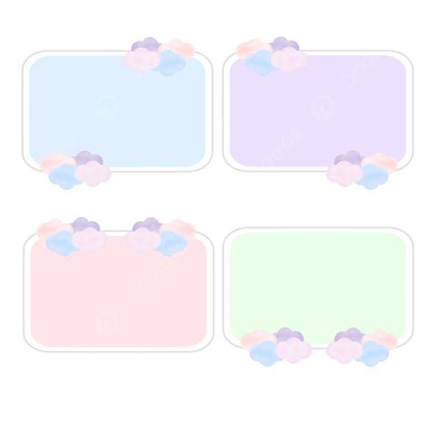 Colorful Name Tag Stickers With Cloud Illustrations