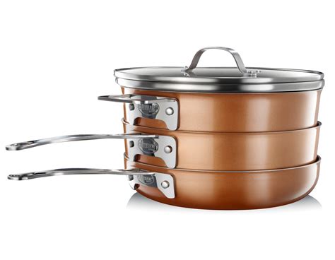 Gotham Steel Stackable Space Saving 5 Piece Copper Nonstick Cookware Set And Reviews Wayfair