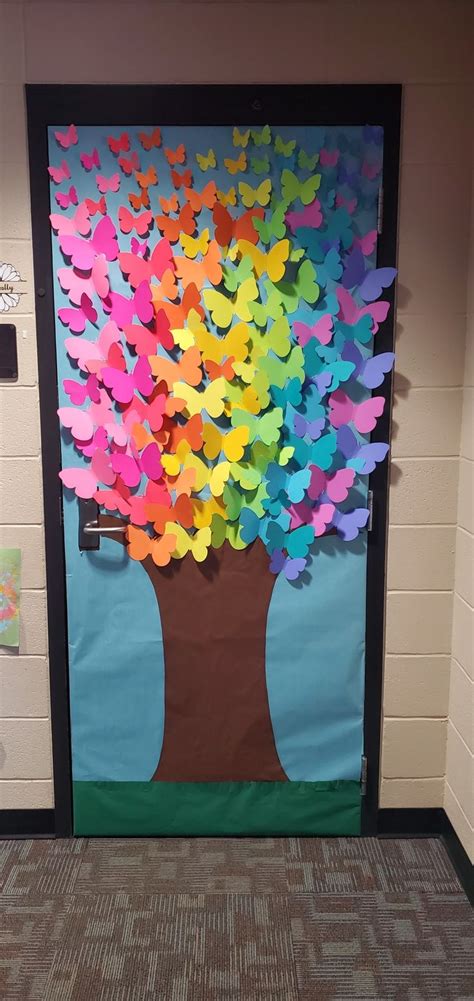 Spring Classroom Butterfly Door Cricut And Neon Cardstock Door Decorations Classroom School