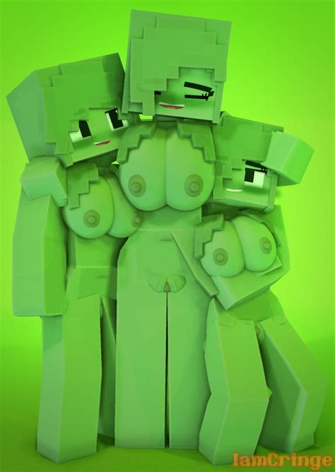 Rule 34 3d 3girls Big Breasts Green Eyes Green Hair Green Skin Iamcringe Minecraft Monster