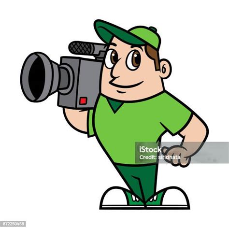 Pria Memegang Ilustrasi Kartun Kamera Ilustrasi Stok Unduh Gambar