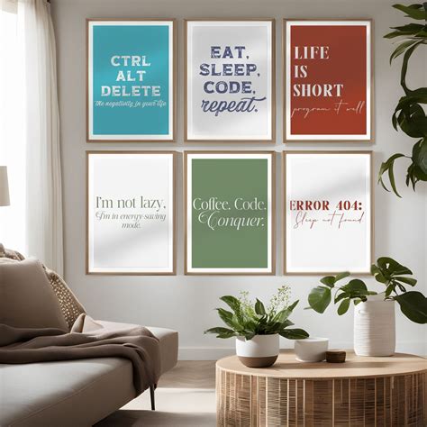 Office Wall Art Set Computer Nerd Art Computer Programmer Wall Decor Printable Office Wall