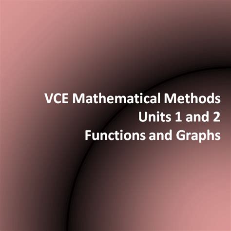 Vce Mathematical Methods Units 1 And 2 Functions And Graphs