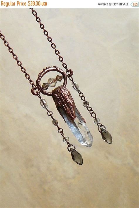 Raw Quartz Crystal Necklace Electroforming Shining Pendant Hand