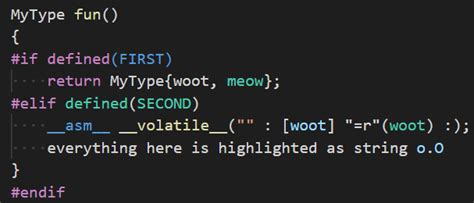 Gcc Inline Assembly Breaks Syntax Highlighting · Issue 5729 · Microsoftvscode Cpptools · Github