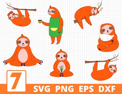 Sloth Svg Bundle Lazy Sloth Bear Vector Sloth Print By Svgocean