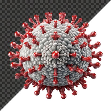 Realistic Sarscov2 Virus Round With Sharp Red Spikes And Textured Gray Body Isolated On White