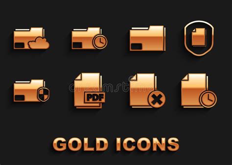 Set Pdf File Document Document Protection Concept With Clock Delete Folder Cloud Storage