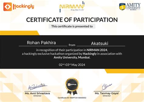 rohan pakhira on linkedin hackathon nirman2024 amityuniversitymumbai hackingly techinnovation…