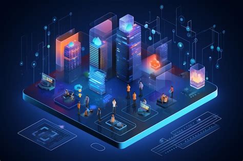 Isometric Data Illustration Premium Ai Generated Image