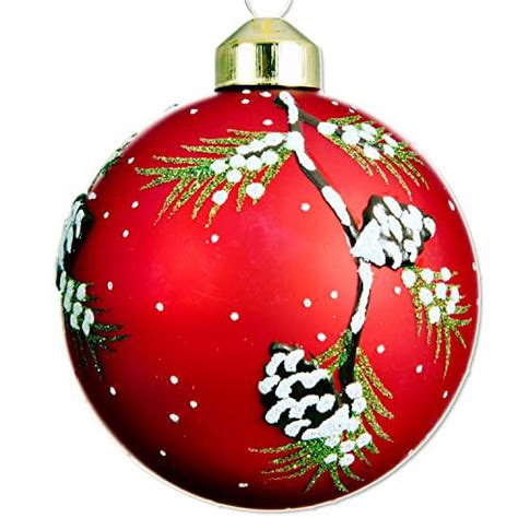Pine Cone Blown Glass Ornaments Set Of 3 Matte Red Decorations