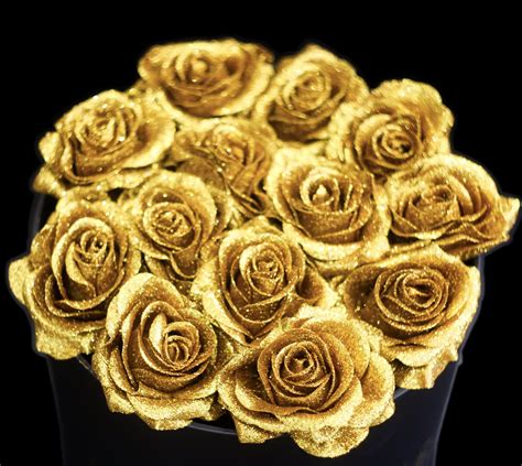 Gold Glitter Roses Black Box Glitter Roses Gold Glitter Roses