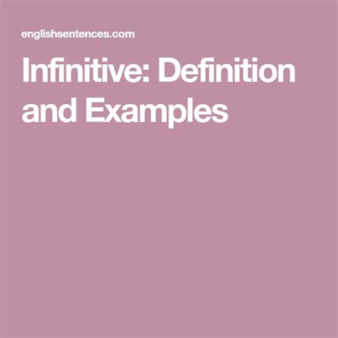 Infinitive Definition And Examples