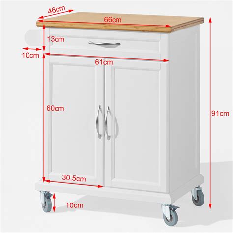 Sobuy® Küchenwagen Aus Mdf Mit Bambus Top Küchenschrank Servierwagen