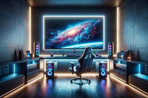 video gaming equipment internet personal home computer setup monitor ergonomic chair ai