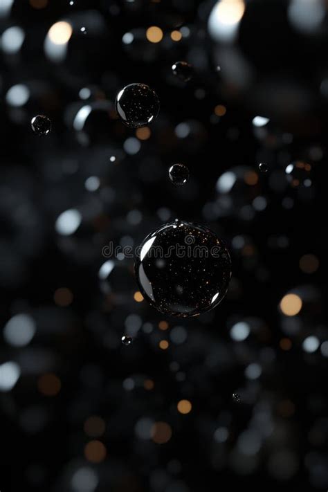 Black Floating Bubbles Close Up Image Of Black Bubbles Floating In A