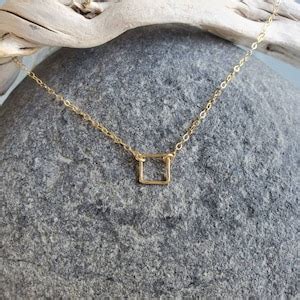Teenie Tiny Gold Necklace Tiny Square Layering Necklace Gold Fill